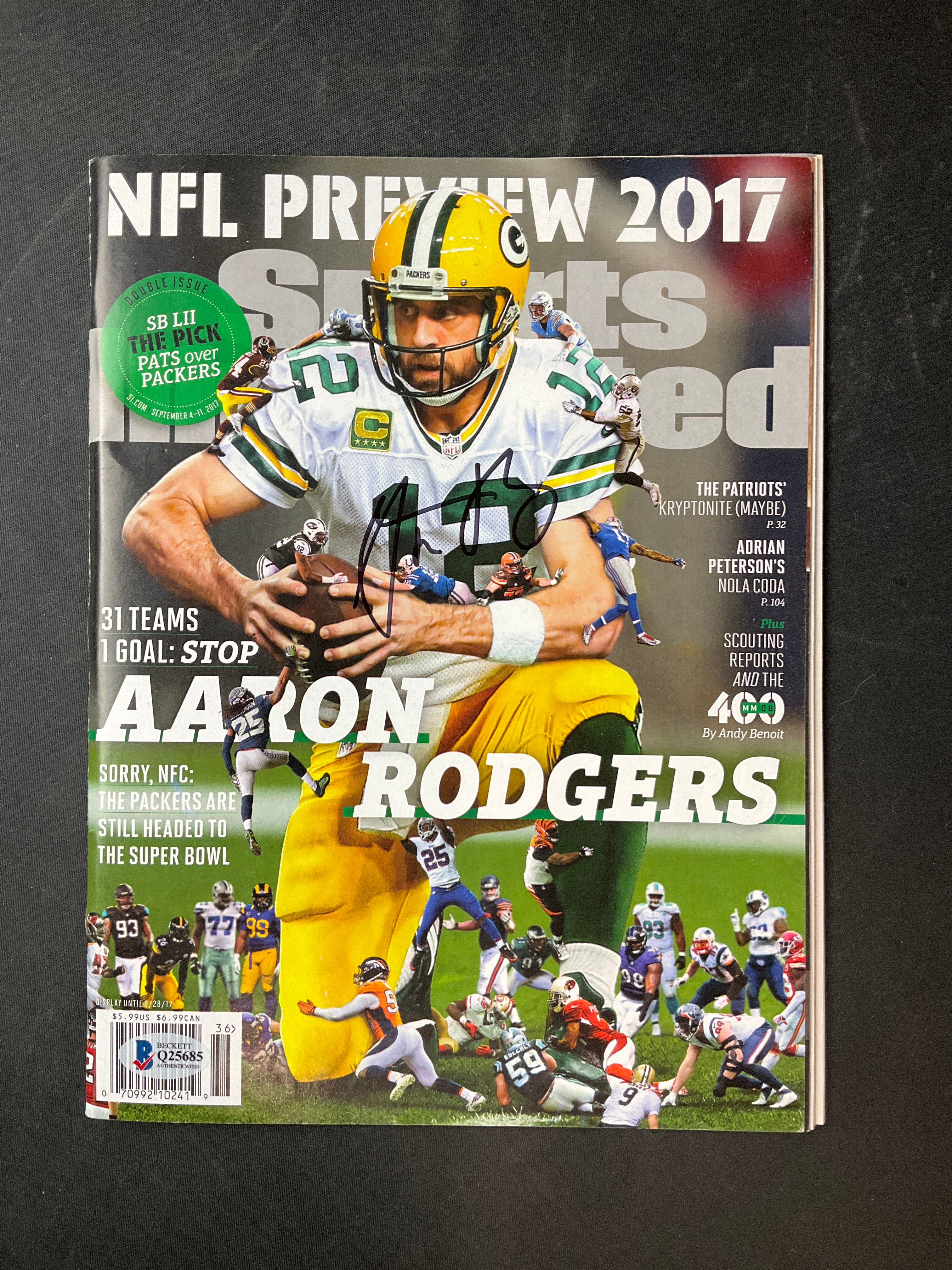 Aaron Rodgers Signed Sports Illustrated NFL Beckett Certified Auto Gre ...